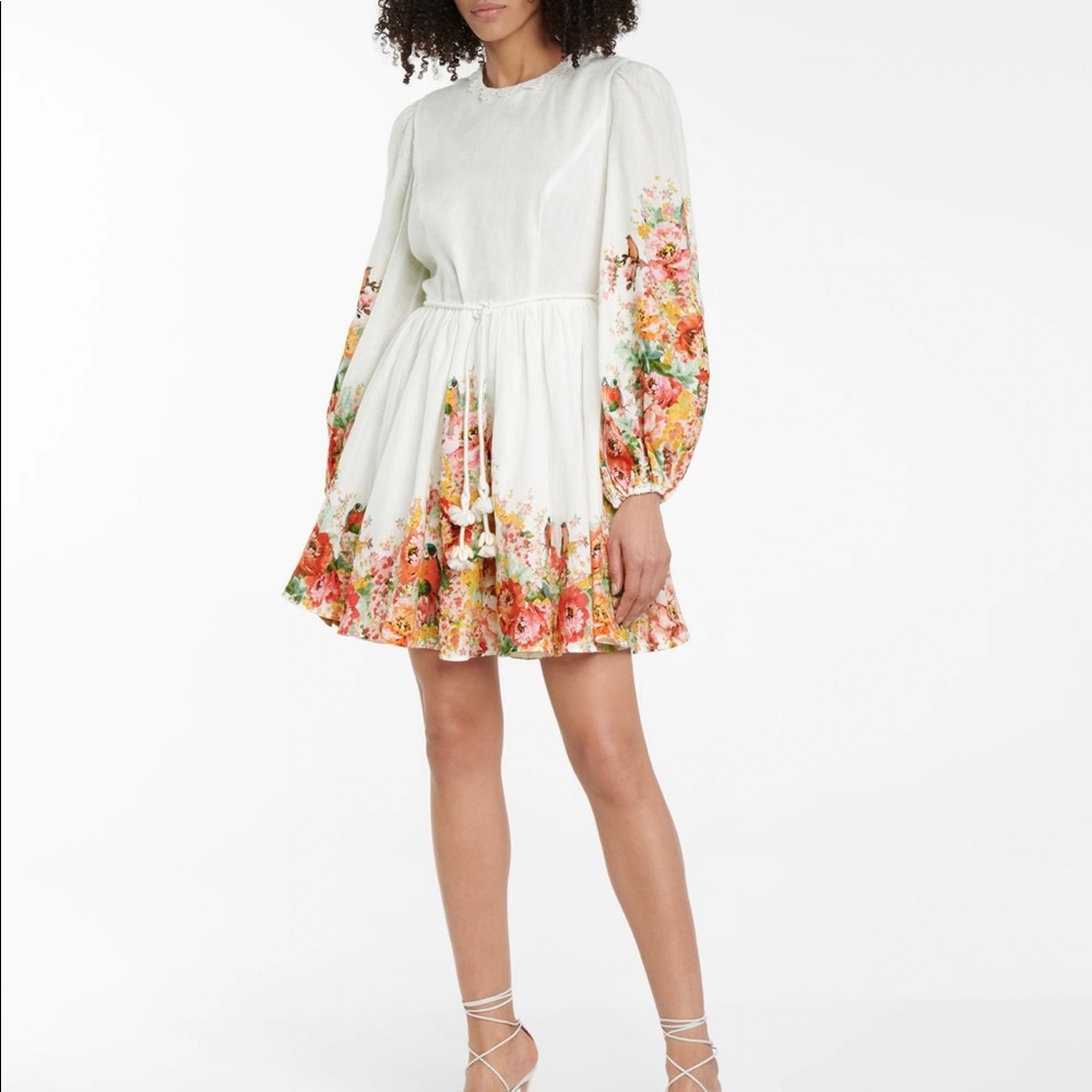 Zimmermann Mae Floral Linen Minidress - Gem